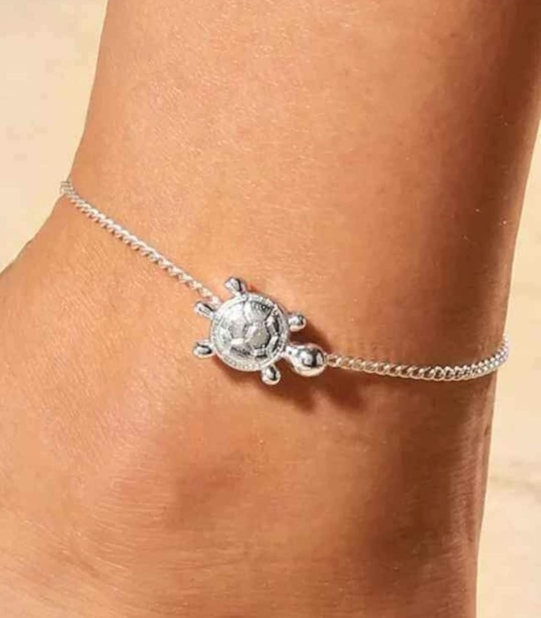 Silver Turtle Anklet, Turtle Ankle Bracelet, Womens Anklet, Silver ...