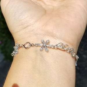Snowflake Bracelet, 925 Silver Snowflake Bracelet, Winter Jewelry, Crystal Snowflake Bracelet ...