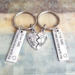 Mom Daughter Keychain Set, Drive Safe, Engraved Mom and Daughter Key ...