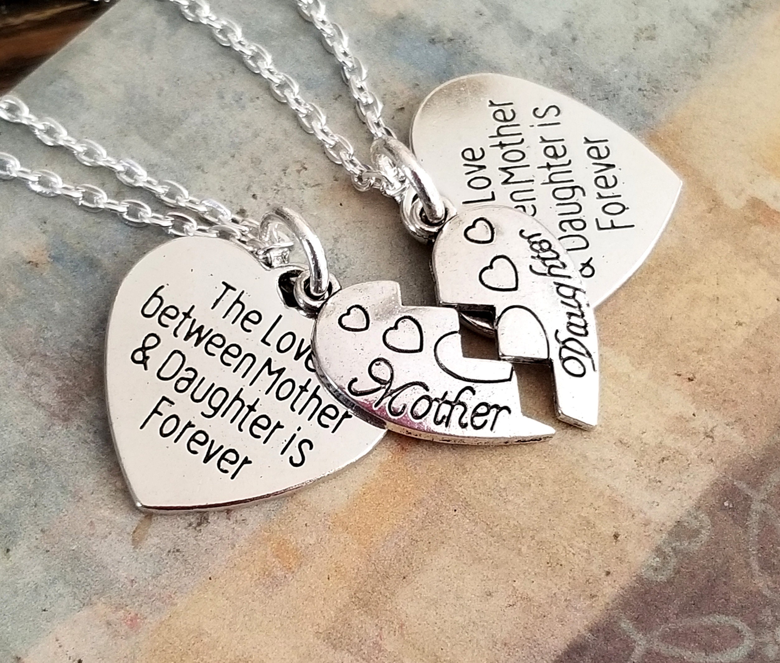 Silver 2pc Mom Daughter Necklace Set Mom Daughter Jewelry - Etsy