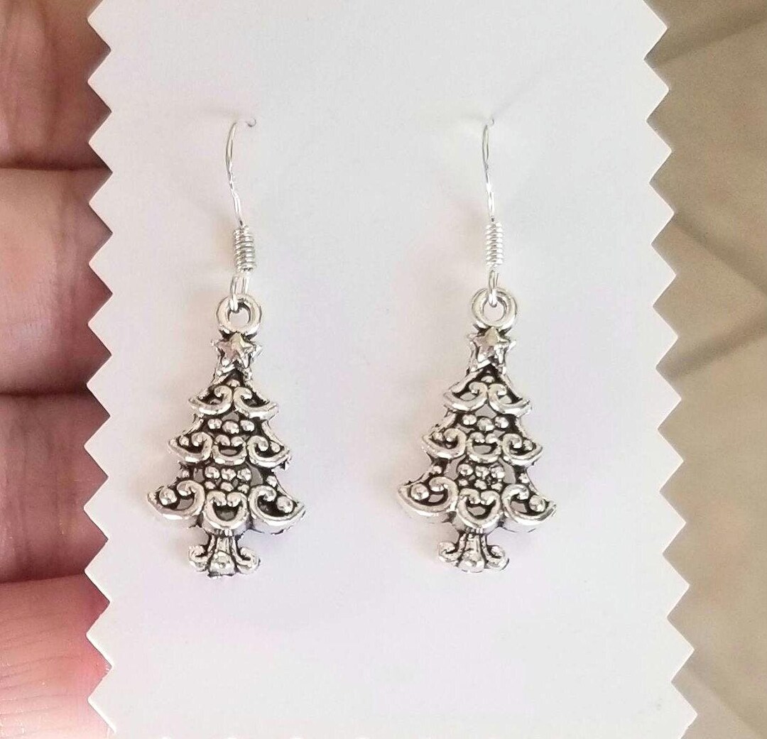 Silver Christmas Tree Earrings, Silver Earrings, Christmas Jewelry ...