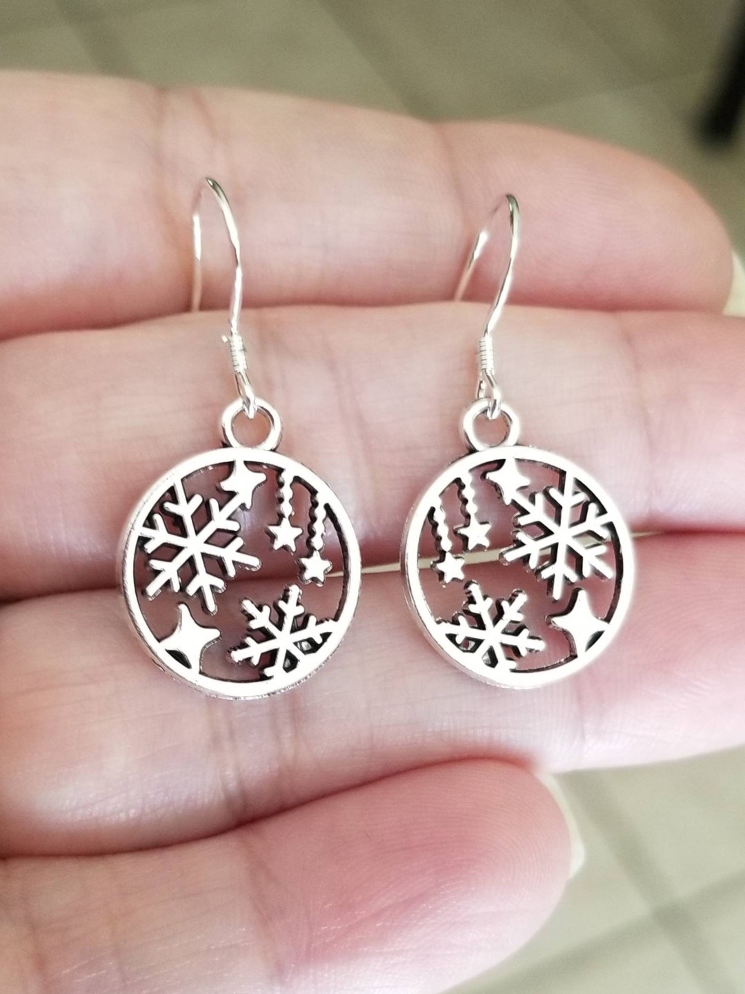 Sterling Silver Snowflake Earrings, Silver Earrings, Christmas Jewelry ...