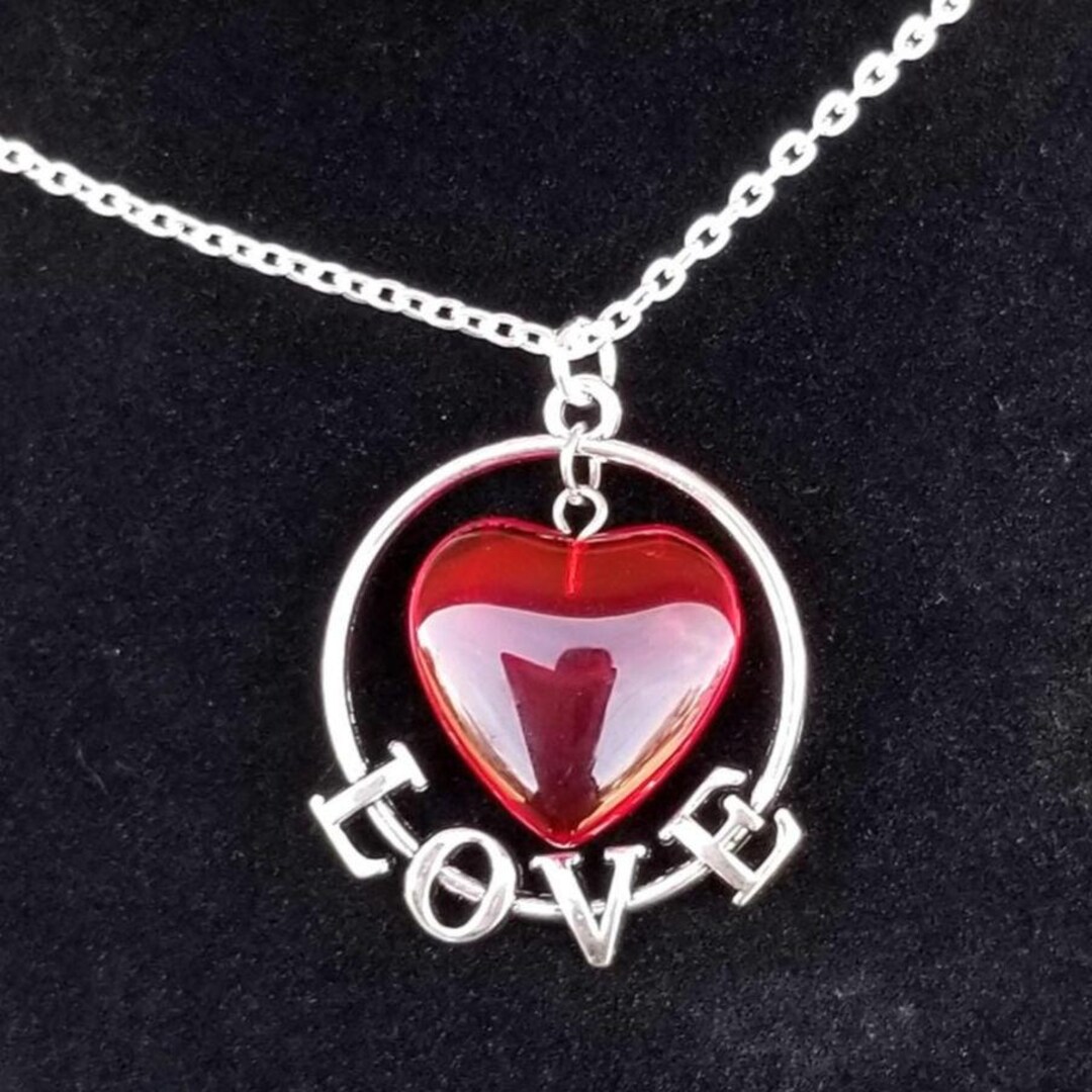Ruby Red Glass Heart Necklace, Red Heart Necklace, Red Heart Jewelry ...