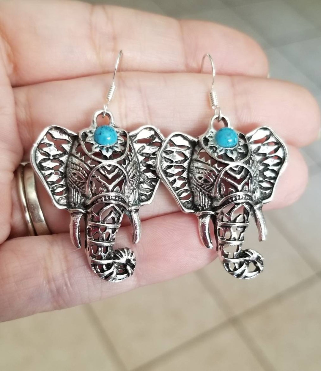 Silver Elephant Earrings, Elephant Jewelry, Elephant Dangle Earrings ...
