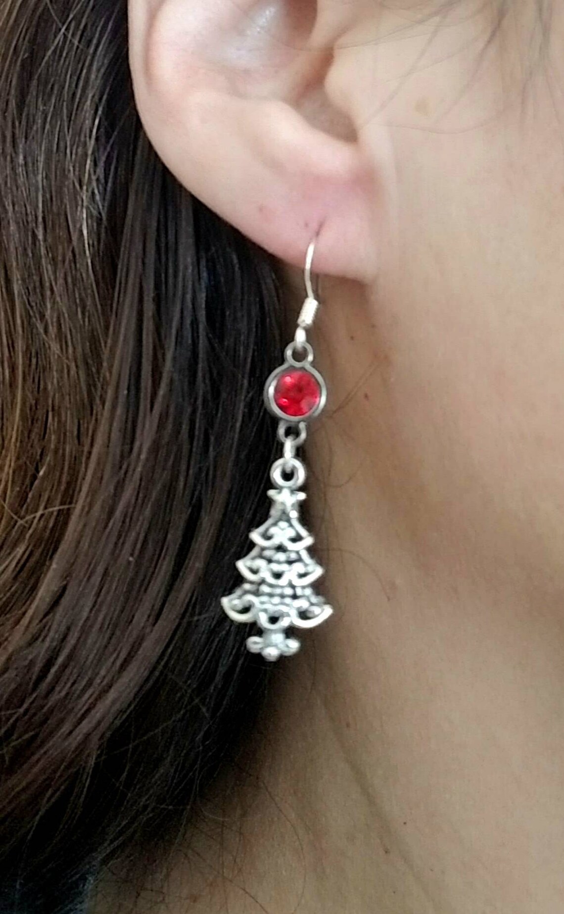 Silver Christmas Tree Earrings, Silver Earrings, Womens Christmas ...