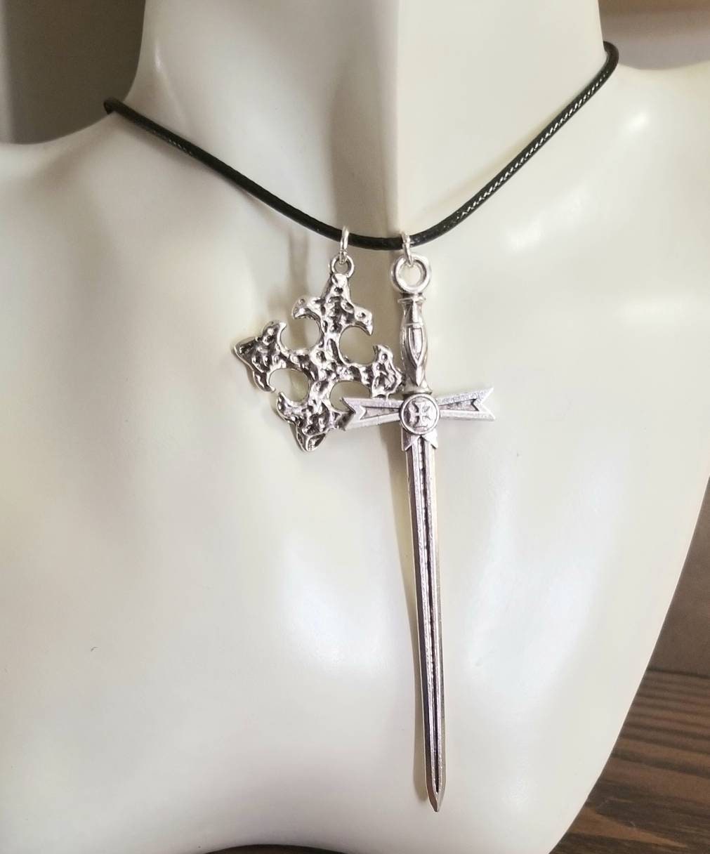 Knights Templar Necklace Templar Cross Templar Sword - Etsy