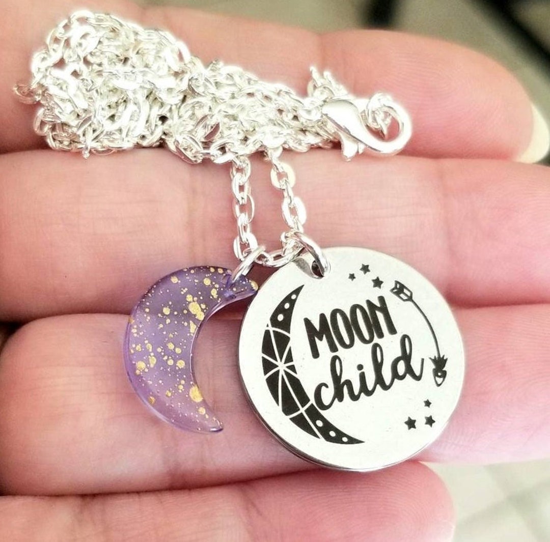 Purple Moon Necklace, Moon Child,moon Necklace, Moon Jewelry, Womens ...