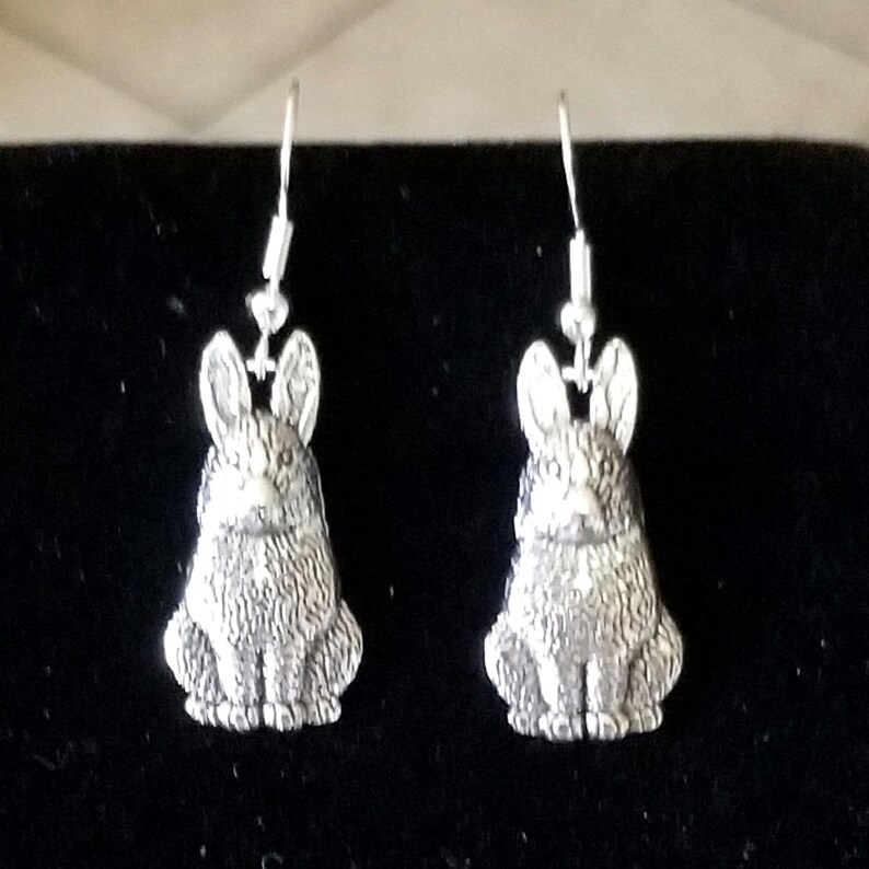 Cute Silver Bunny Earrings, Dainty Bunny Earrings, Bunny Jewelry, Bunny ...