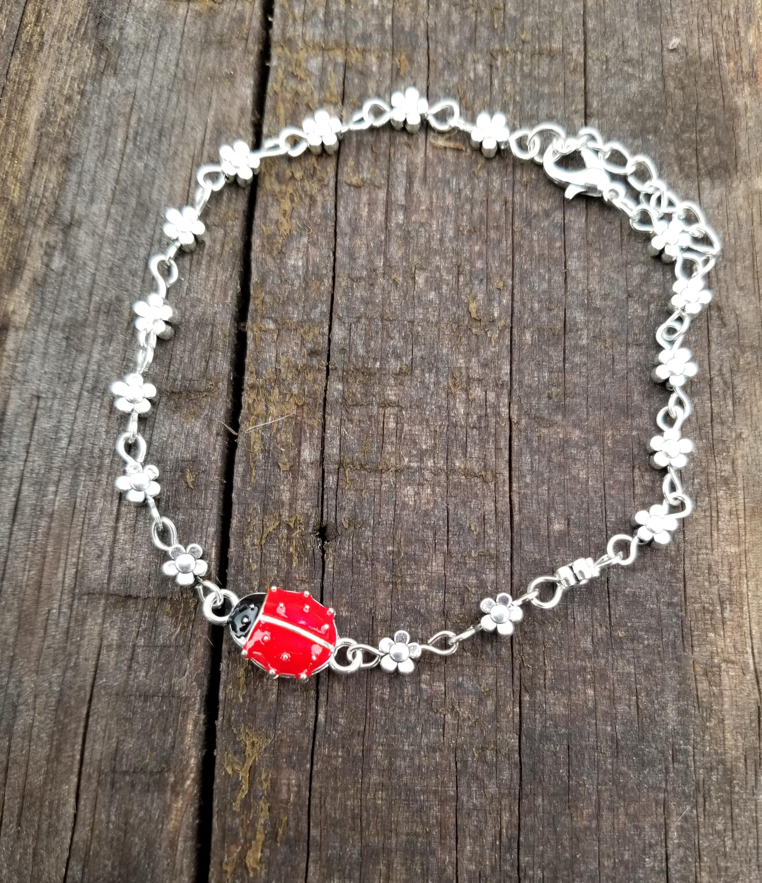 Stainless Steel Ladybug Anklet, Ladybug Ankle Bracelet, Ladybug ...