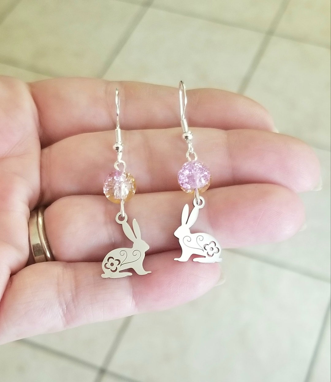Cute Silver Bunny Earrings, Easter Bunny Earrings, Bunny Jewelry, Bunny ...