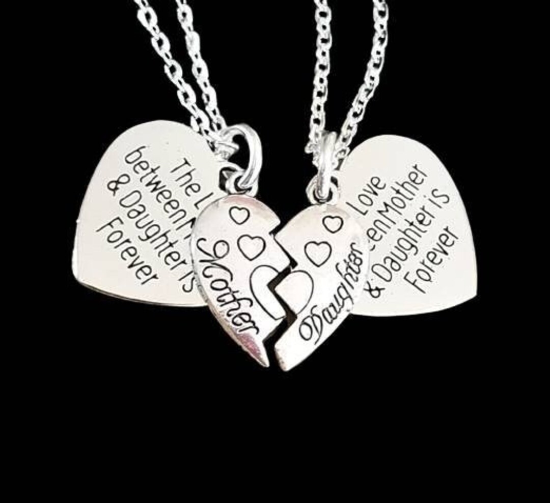Silver 2pc Mom Daughter Necklace Set, Mom Daughter Jewelry, Mom ...