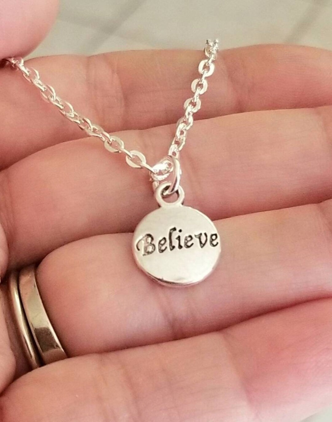 BELIEVE Necklace, Inspirational Pendant, Believe Jewelry, Love ...