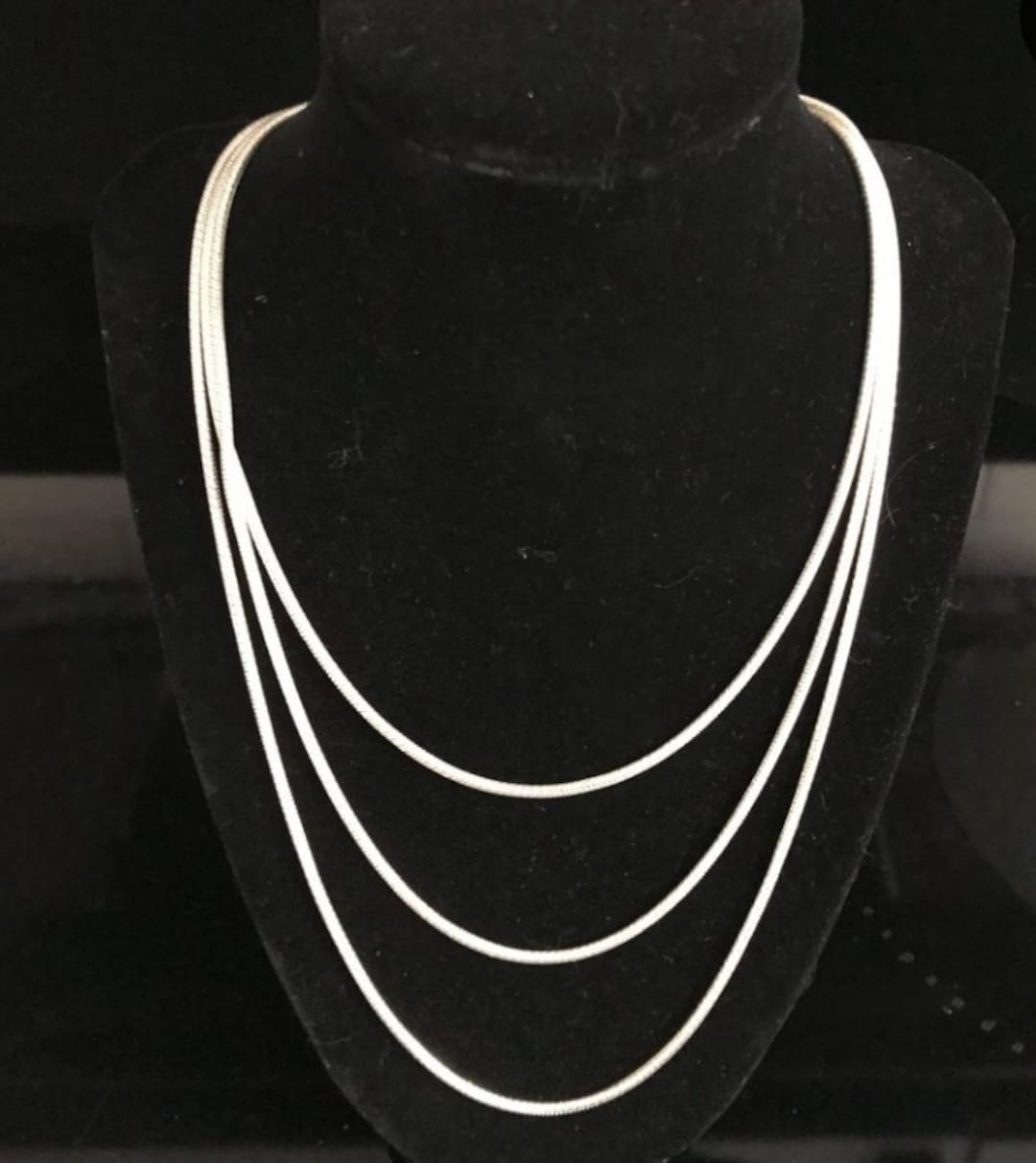 Sterling Silver Triple Strand Necklace, Liquid Silver Necklace, Womens ...