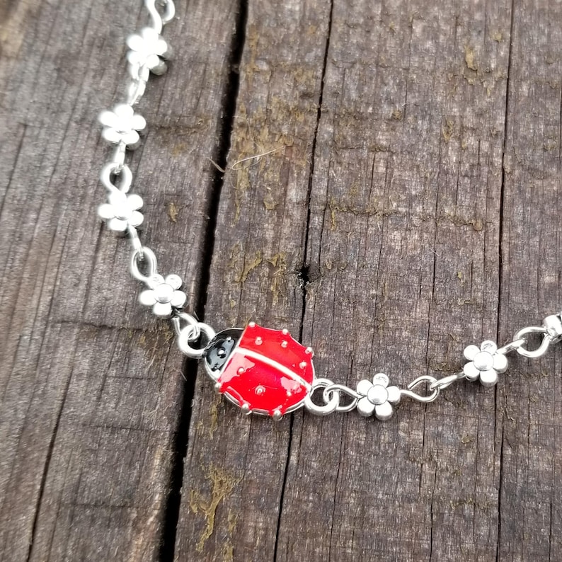 Stainless Steel Ladybug Anklet, Ladybug Ankle Bracelet, Ladybug ...