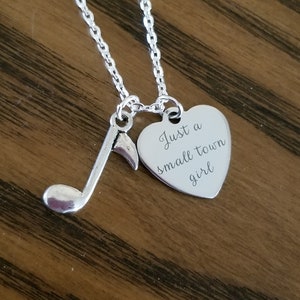 Just A Small Town Girl Necklace, Eighth Note Necklace, Silver Necklace ...