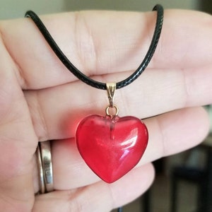 Ruby Red Glass Heart Necklace, Red Heart Necklace, Red Heart Jewelry ...