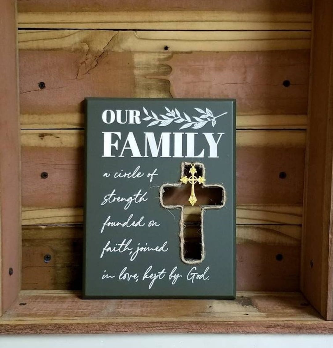Our Family Wooden Sign, Cross Wood Wall Plaque, Art, Home Decor ...