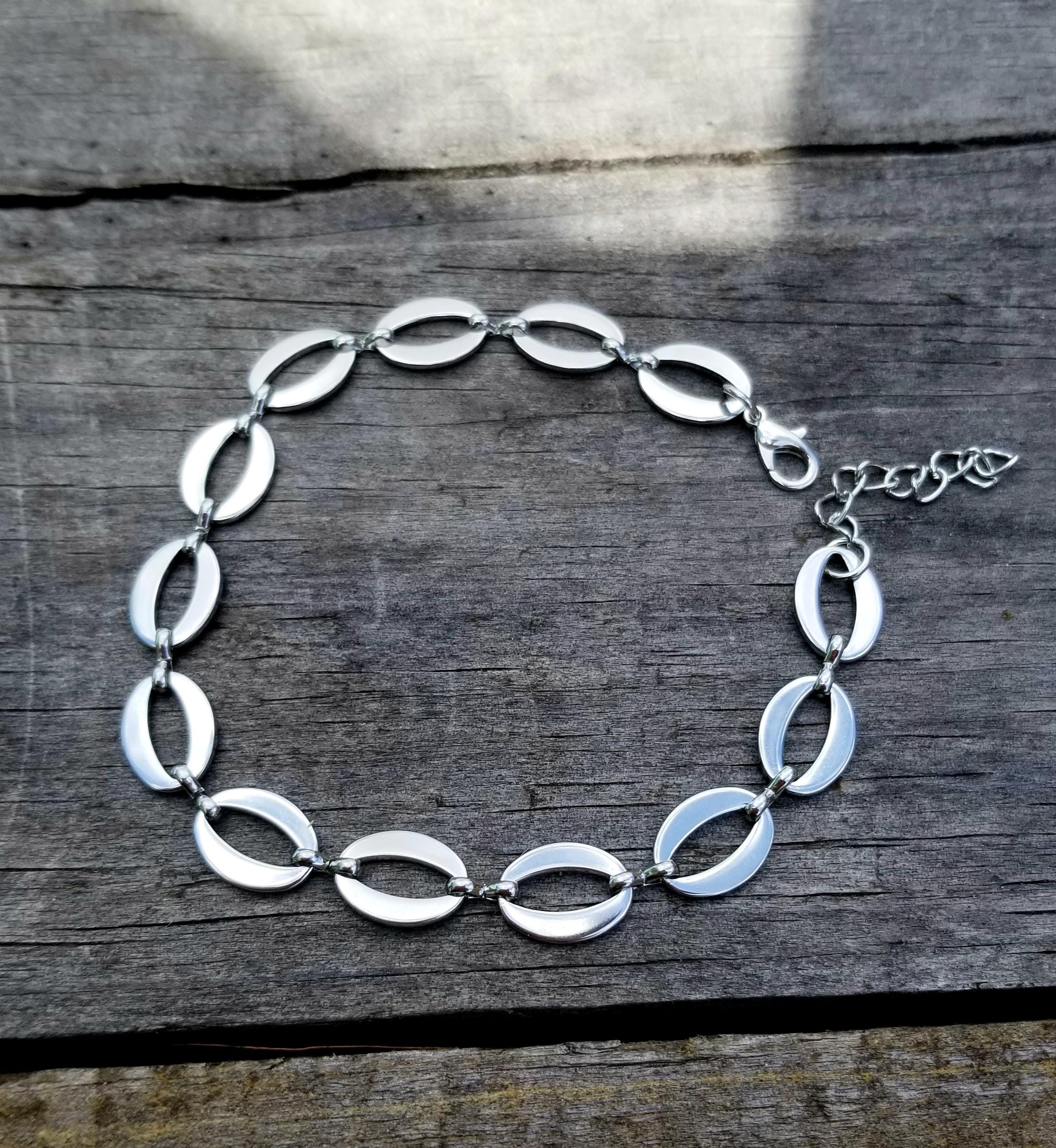 Stainless Steel Oval Link Anklet, Retro Jewelry, 10mm X 14mm Oval Links ...