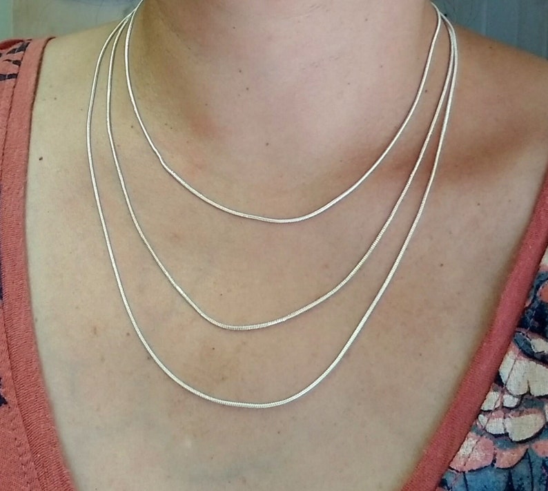Sterling Silver Triple Strand Necklace, Liquid Silver Necklace, Womens ...