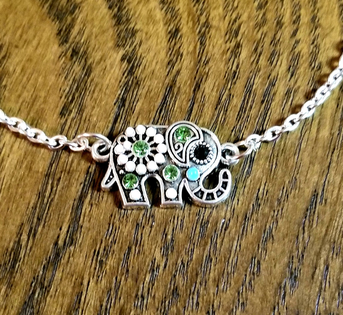 Colorful Crystal Elephant Ankle Bracelet: Silver Elephant Charm Anklet ...