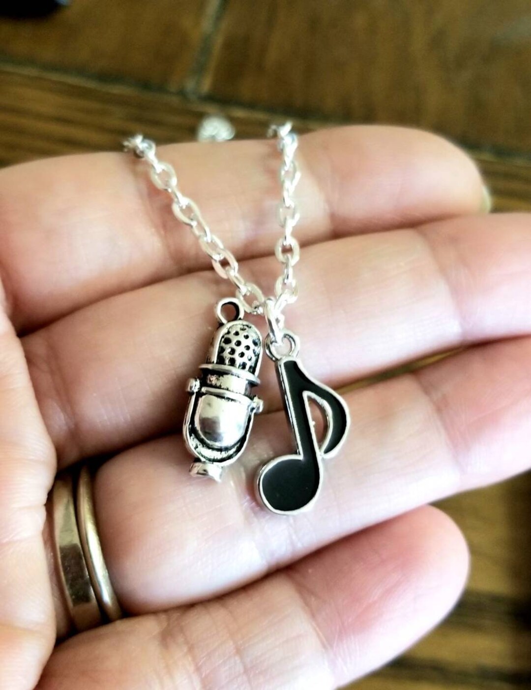 Eighth Note Necklace, Music Jewelry, Microphone Necklace, Eighth Note ...
