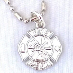 Men's Silver Firefighters Necklace, Firefighters Badge Pendant ...
