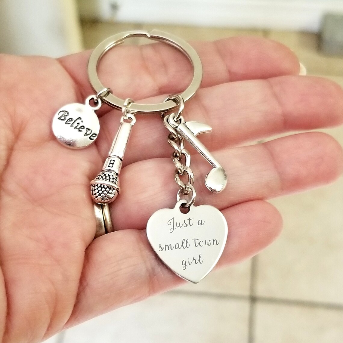 Just a Small Town Girl Keychain, Don't Stop Believing, County Girl Gift ...