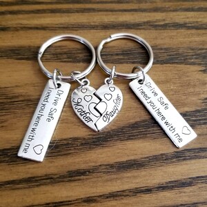 Mom Daughter Keychain Set, Drive Safe, Engraved Mom and Daughter Key ...