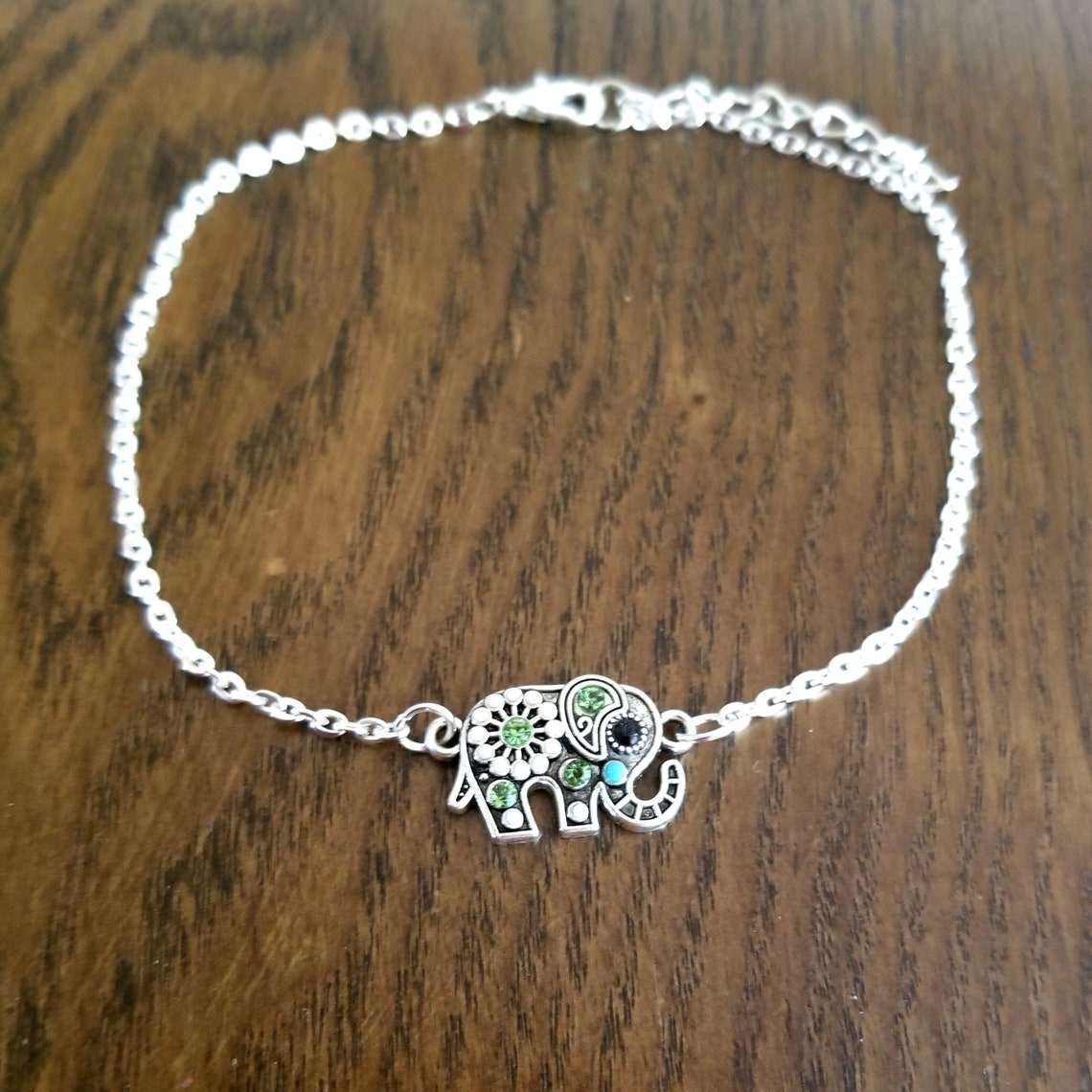 Colorful Crystal Elephant Ankle Bracelet: Silver Elephant Charm Anklet ...