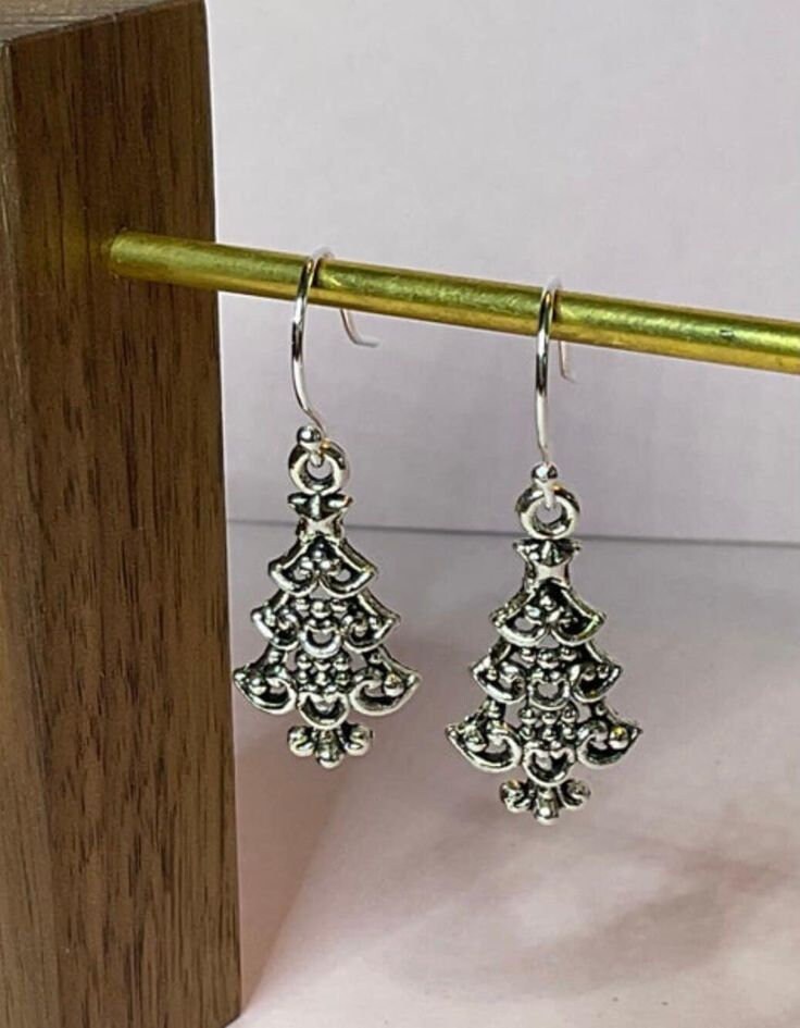 Silver Christmas Tree Earrings, Silver Earrings, Christmas Jewelry ...