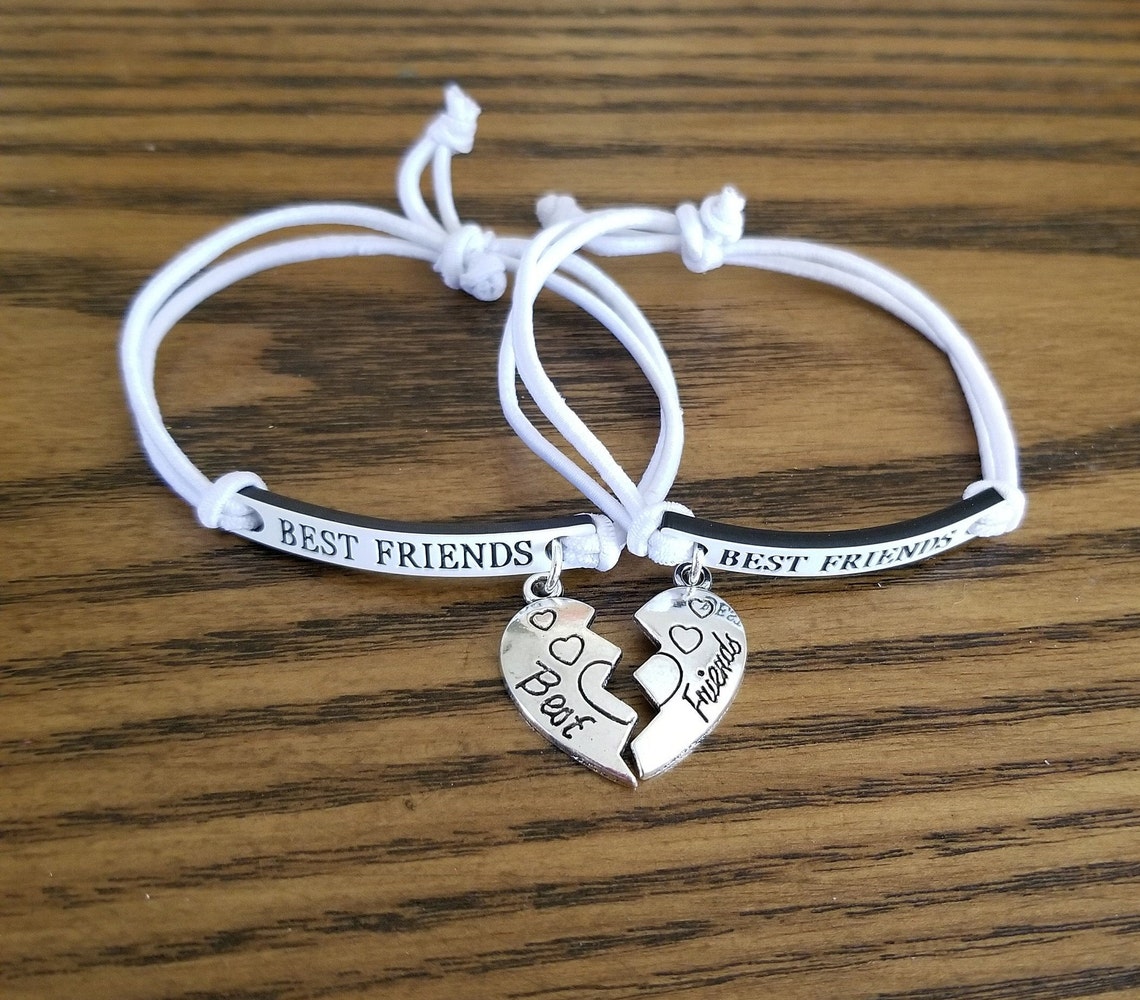 Best Friend Bracelet Set Best Friends Split Heart Best - Etsy