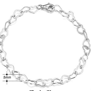 Silver Heart Bracelet, Heart Link Chain Bracelet, Interlocking Hearts ...