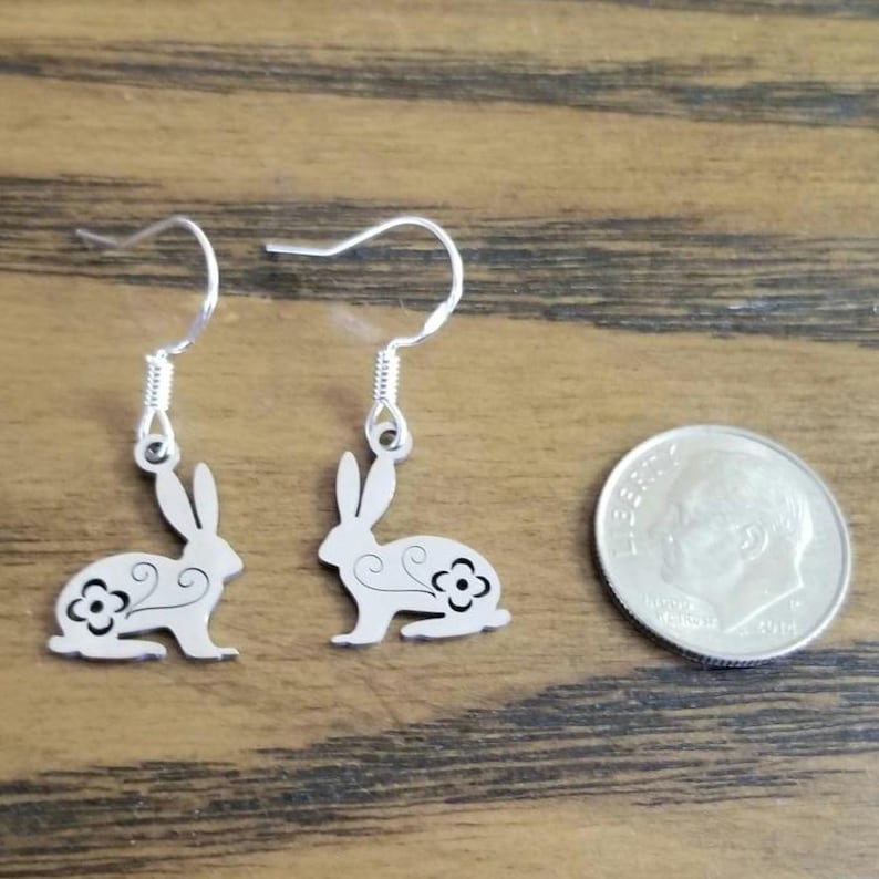 Cute Silver Bunny Earrings, Dainty Bunny Earrings, Bunny Jewelry, Bunny ...