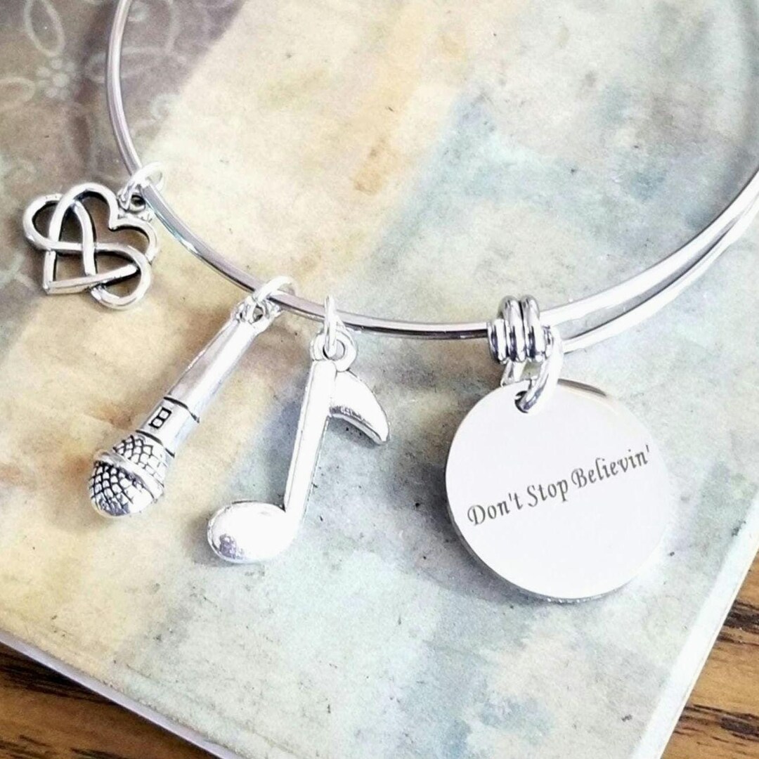 Don't Stop Believin Bracelet, Music Note Bracelet, Music Lover Gift ...