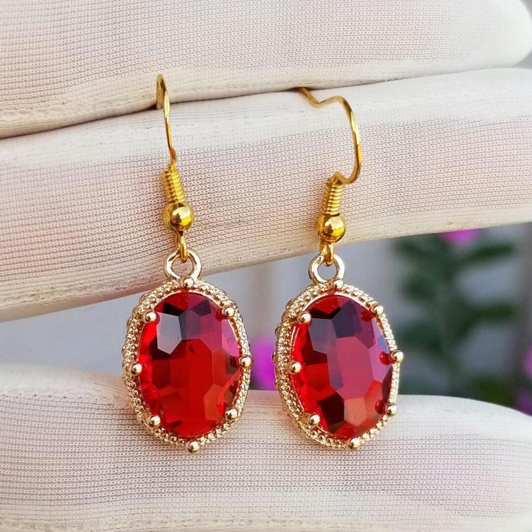 Handmade 14k Gold Ruby Dangle Earrings: July Birthstone Jewelry - Etsy