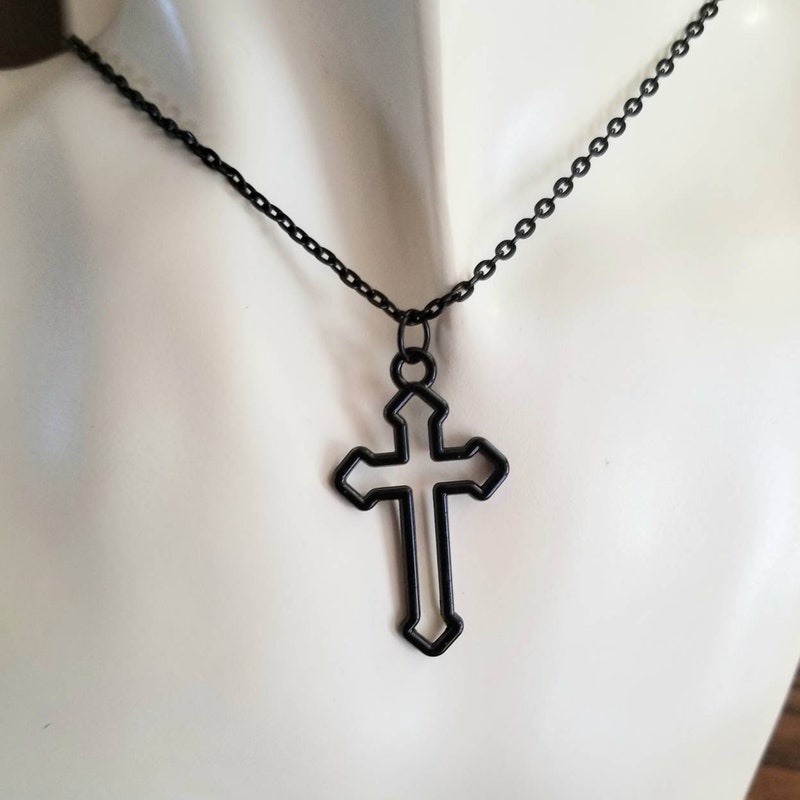 Black Cross Necklace - Etsy