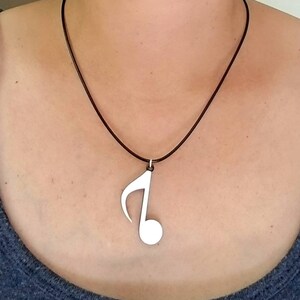 Music Note Necklace, Large Music Note Pendant, Eighth Note Necklace ...