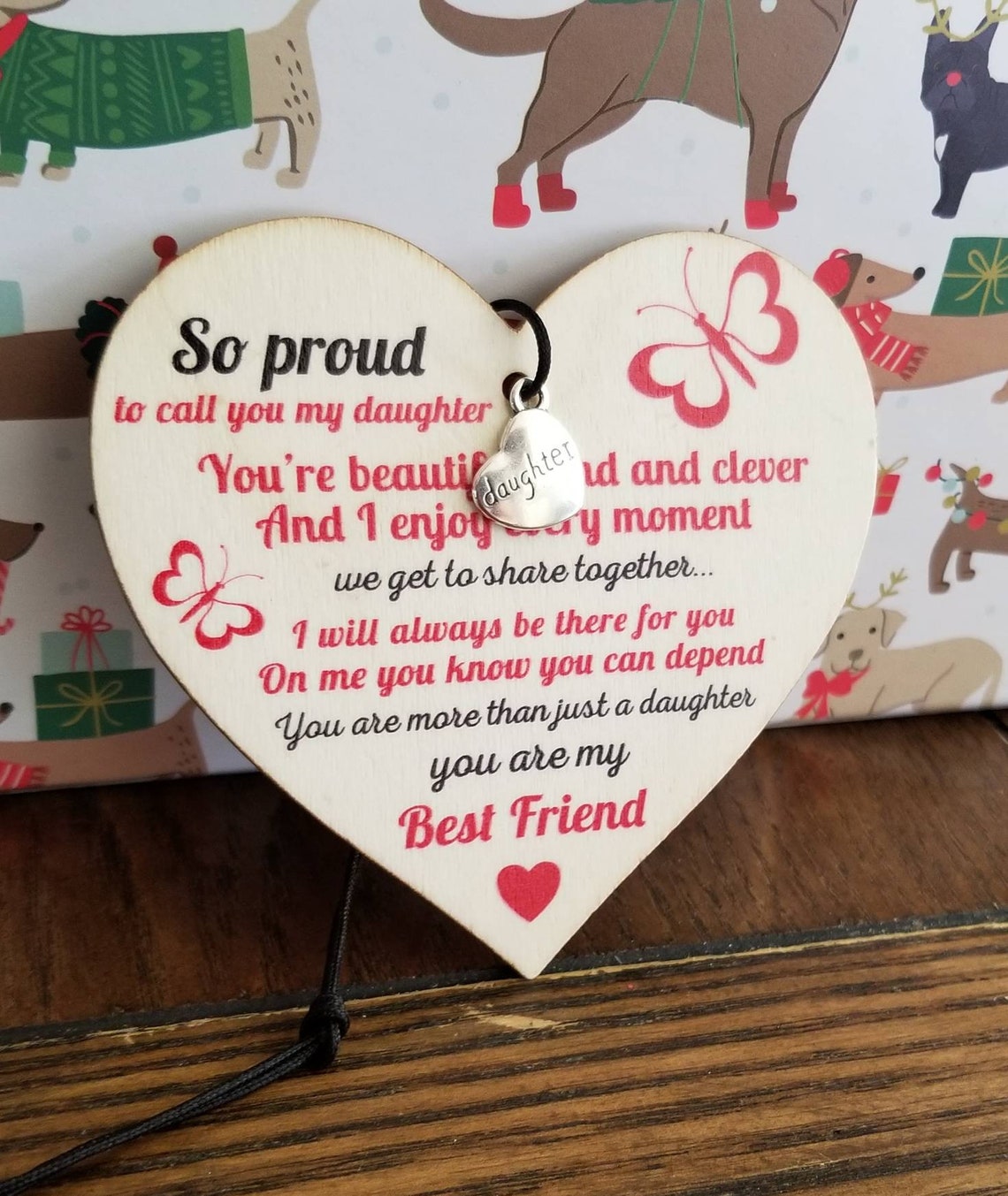 Daughter Heart Ornament Wood Heart Ornament Daughter - Etsy