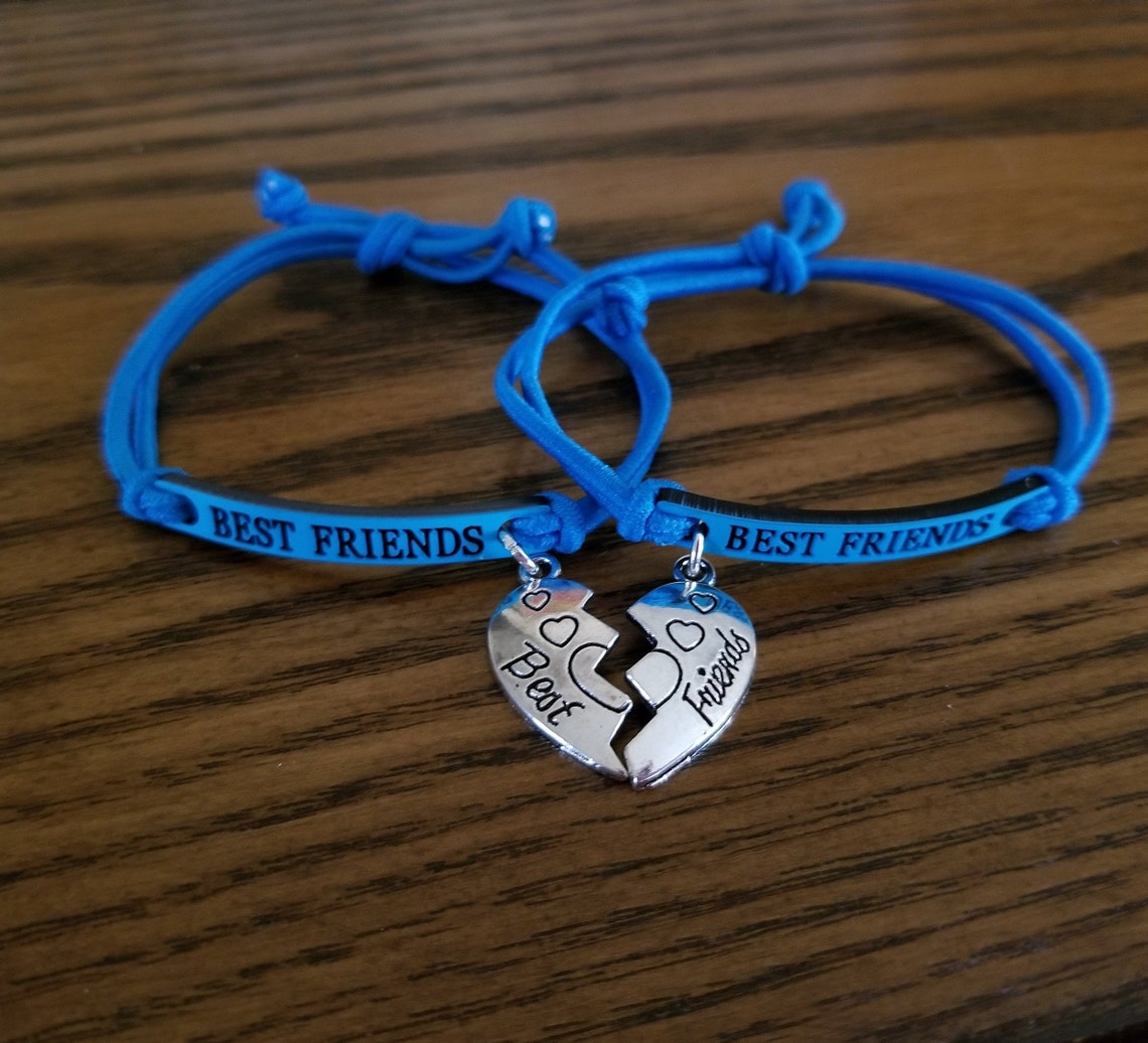 Best Friend Bracelet Set Best Friends Split Heart Best - Etsy