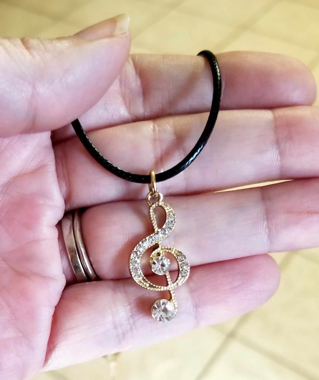 Gold Treble Clef Necklace, Music Note Necklace, Gold Necklace, Music ...