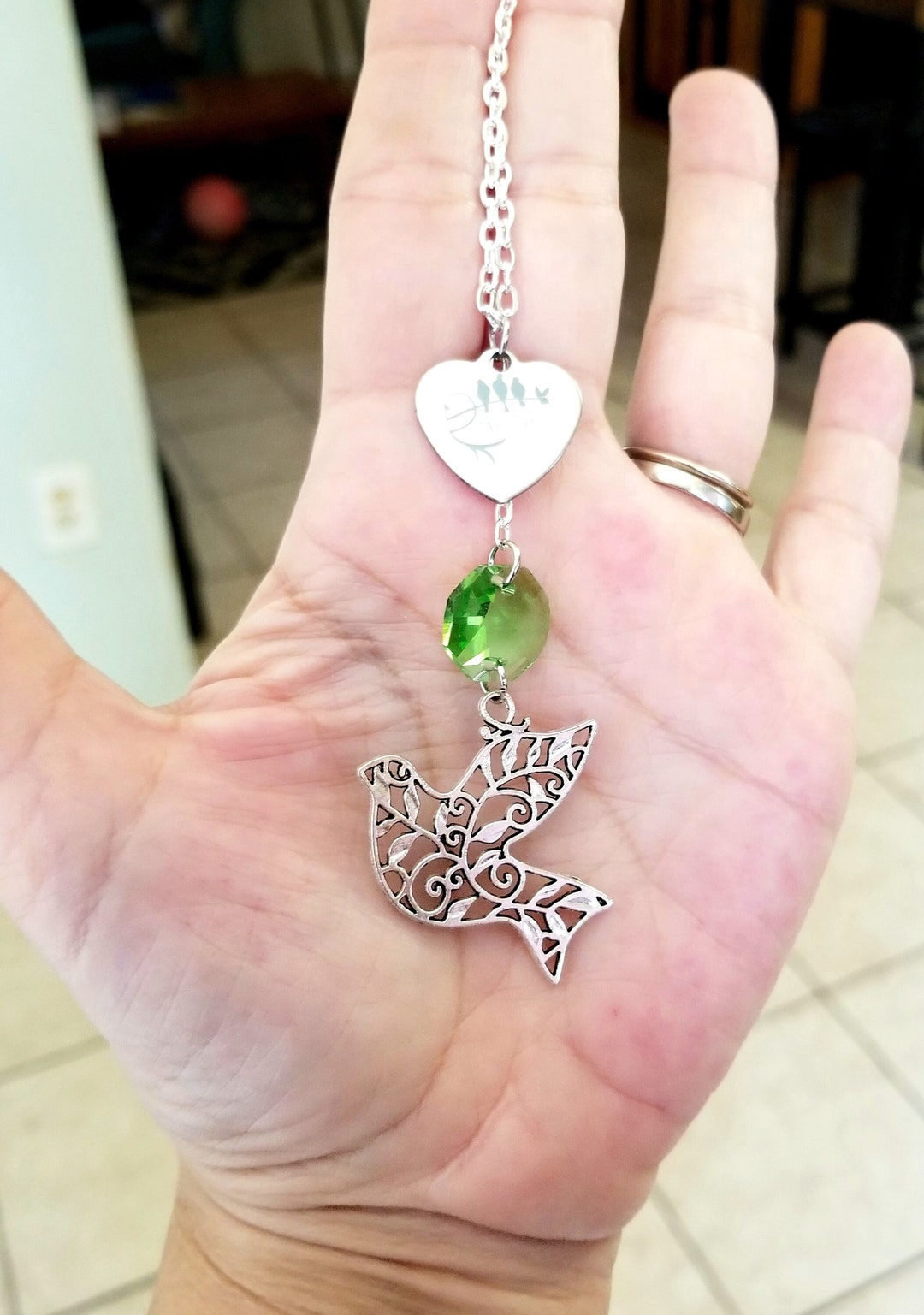 One Love, Dove Car Mirror Hanger, Bob Marley, Crystal Car Charm, Car ...