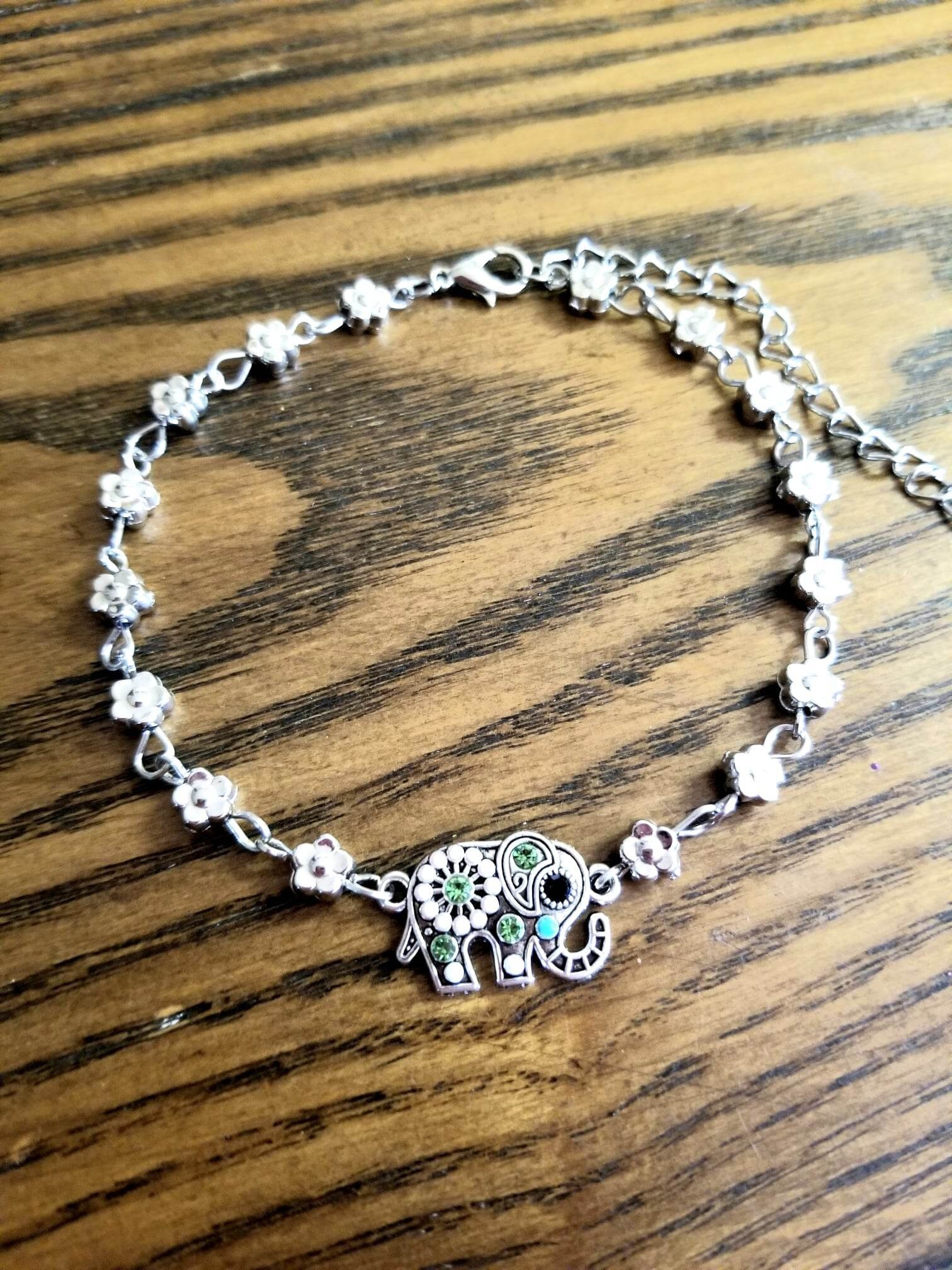 Stainless Steel Crystal Elephant Anklet, Elephant Bracelet, Elephant ...