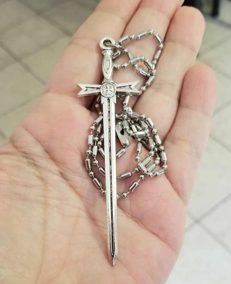Knights Templar Necklace Knights Templar Sword Necklace - Etsy