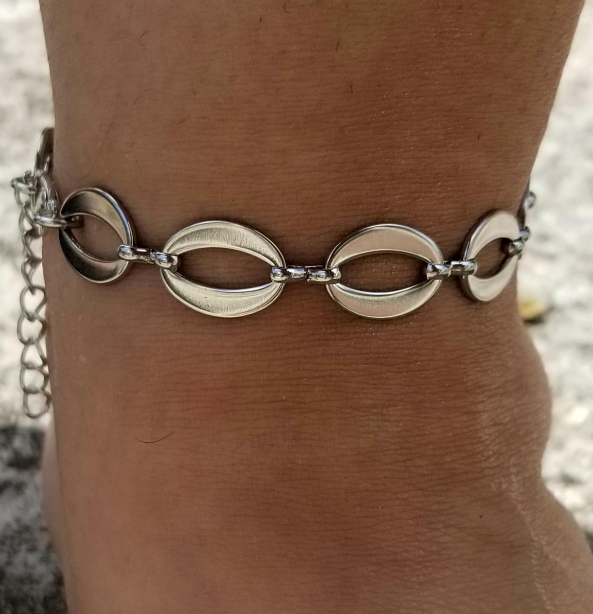 Stainless Steel Oval Link Anklet, Retro Jewelry, 10mm X 14mm Oval Links ...