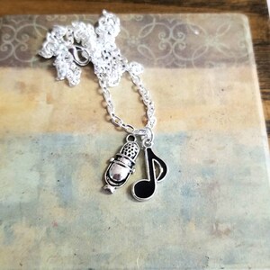 Eighth Note Necklace, Music Jewelry, Microphone Necklace, Eighth Note ...