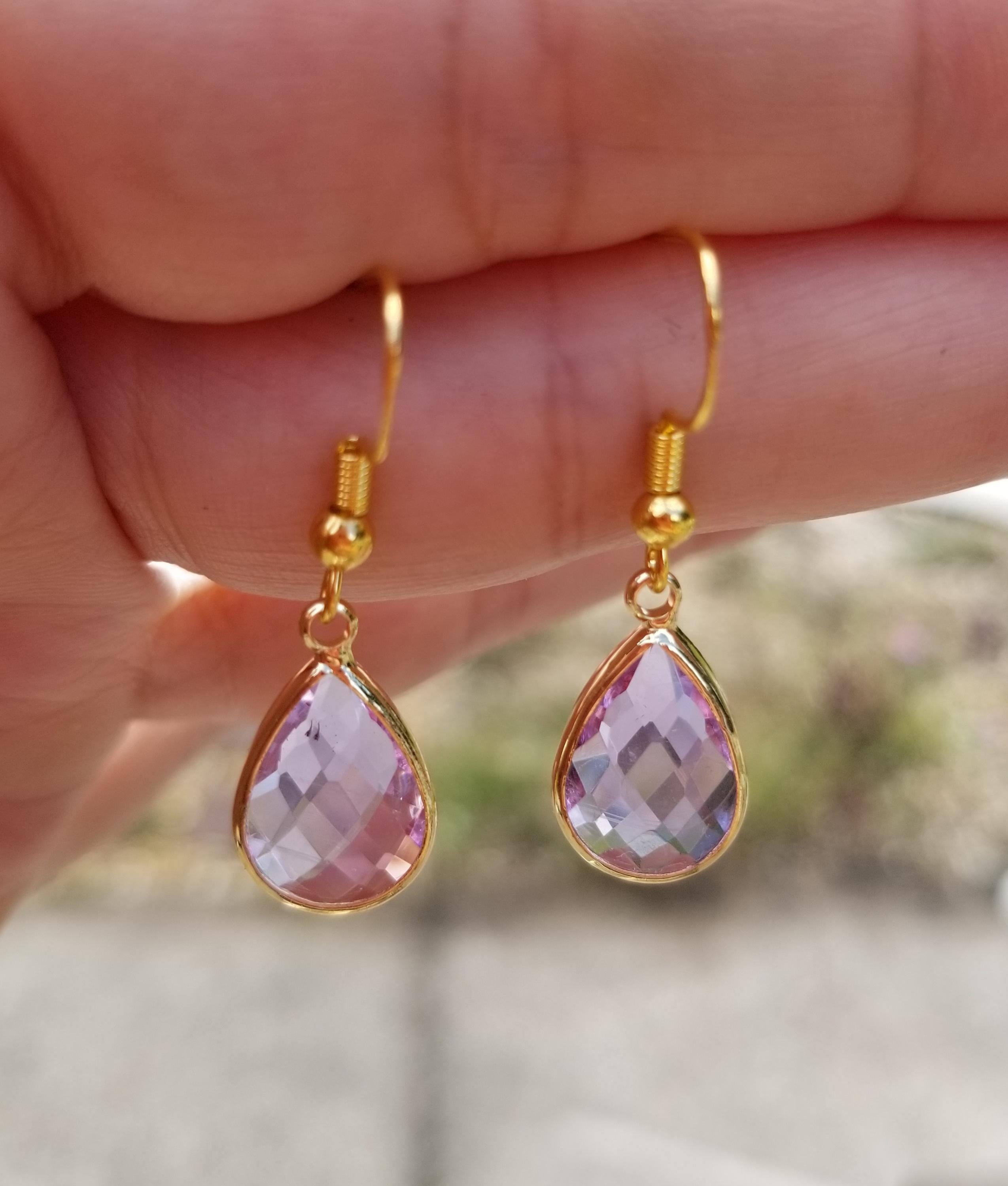 14k Gold Alexandrite Teardrop Earrings, Alexandrite Dangle Earrings ...