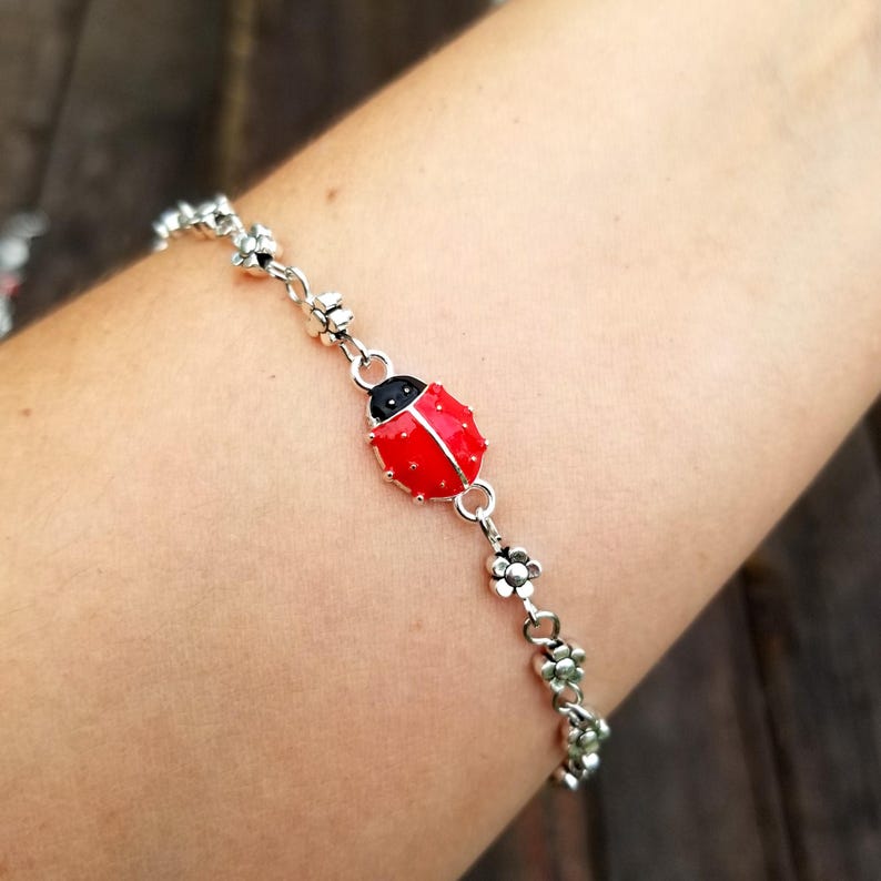 Stainless Steel Ladybug Anklet, Ladybug Ankle Bracelet, Ladybug ...
