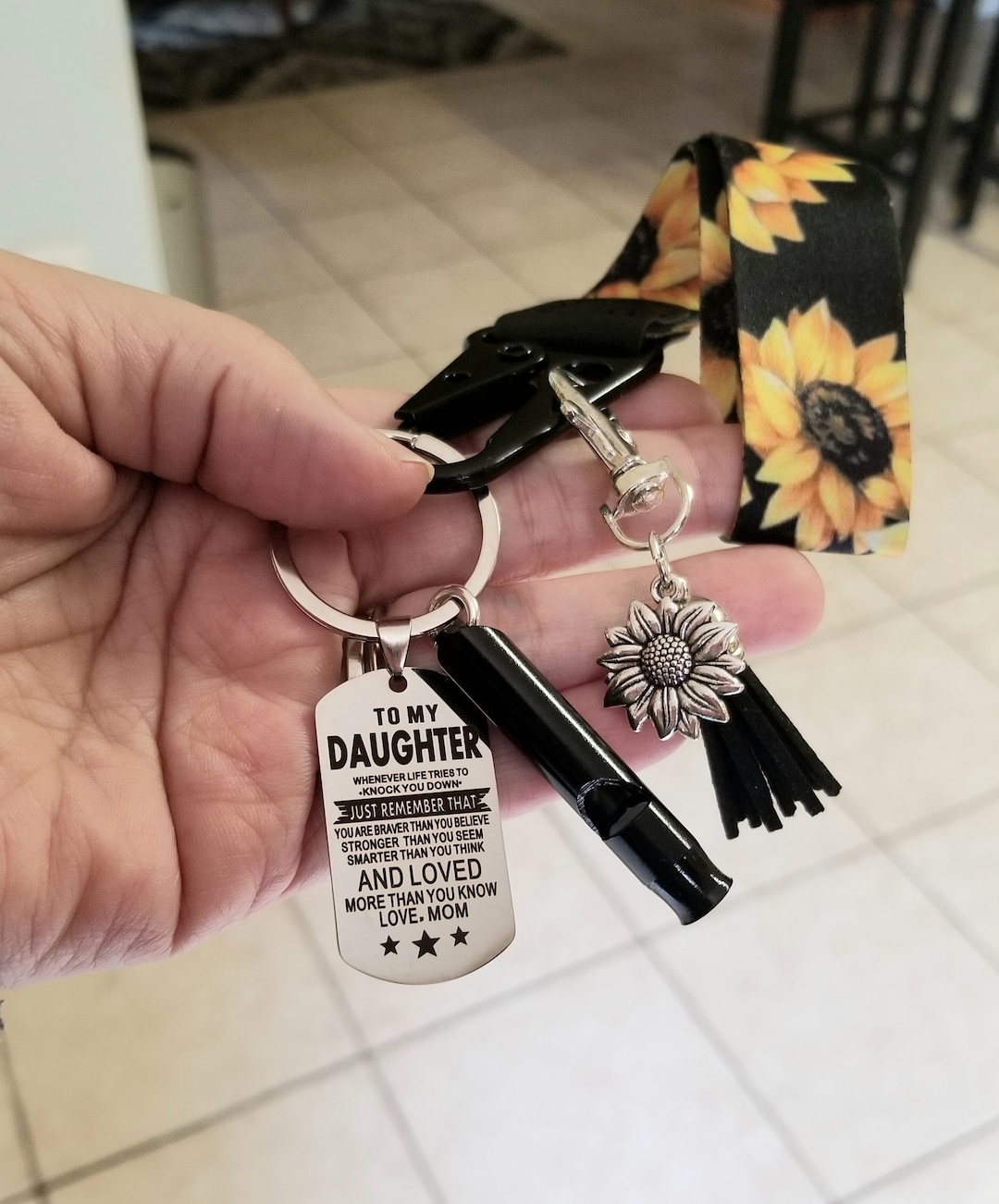 Daughter Keychain From Mom, Daughter Safety Keychain, Safety Key Ring ...