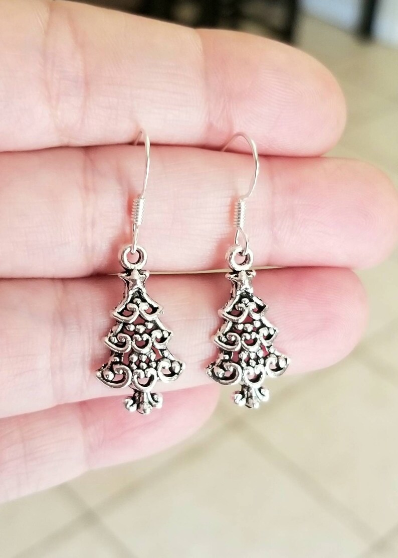 Silver Christmas Tree Earrings, Silver Earrings, Christmas Jewelry ...