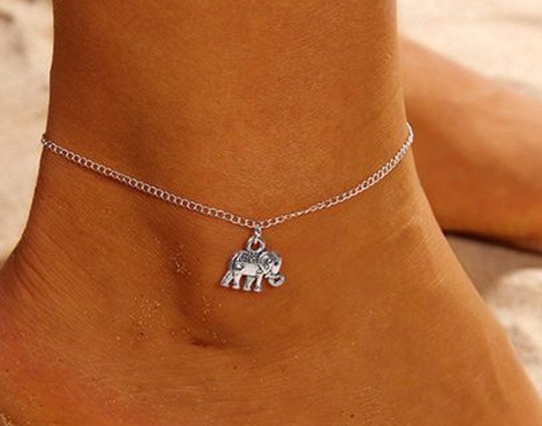 Lucky Elephant Ankle Bracelet, Silver Elephant Ankle, Elephant Anklet ...